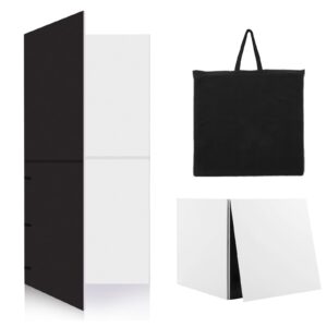 foldable light reflector 2- in-1 background cardboard, 78 x78'' double black/white photography reflector multi-use diffuser board includes carrying bag, bieyang