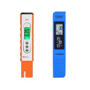 vivosun ph meter digital ph tester pen, orange and tds tester 3-in-1 tds ec & temperature meter ultrahigh accuracy digital water quality tds tester (blue)