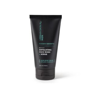 daily mens exfoliating face wash + scrub | urban skin rx® | powerful 2-in-1 cleanser and scrub | cleans pores of dirt and oil. formulated with salicylic acid, jojoba beads and niacinamide | 5.1 fl oz