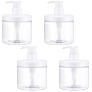 4 pieces pump bottles plastic pump bottle dispenser 500 ml shampoo and conditioner dispenser shampoo bottles refillable empty lotion dispenser with pump for travel shower essential oil soap (clear)