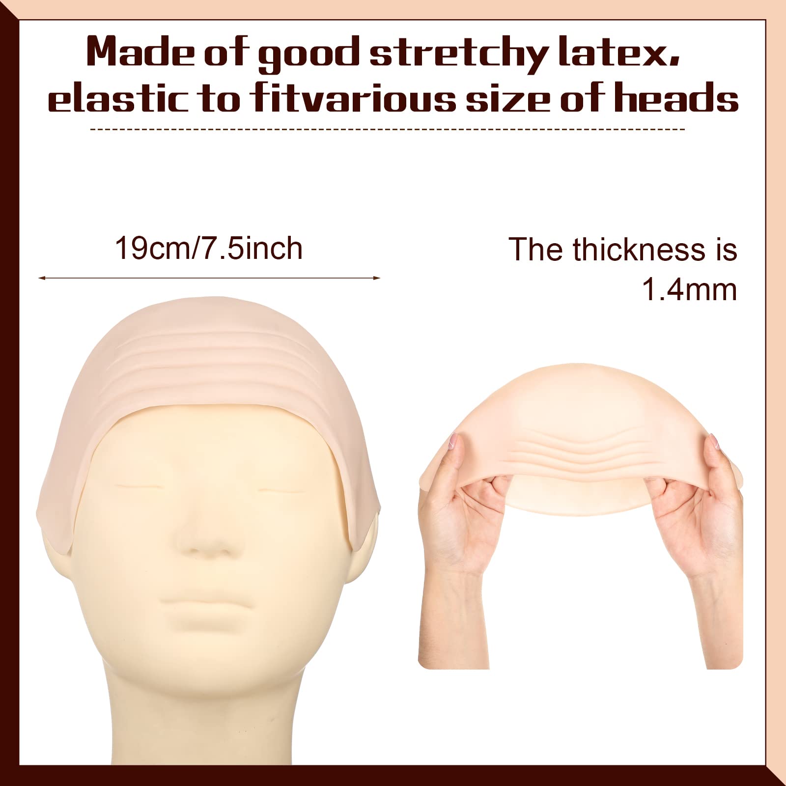 Syhood 2 Pieces Halloween Bald Cap Makeup Latex Bald Head Wig Caps Bald Hat Cosplay Costume for Adults (Pink, Beige)