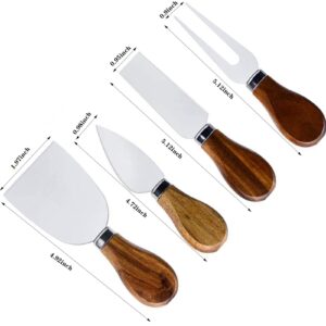 KT-GARY 4Pcs Cheese Knife Set - Stainless Steel Cheese Knives with Acacia Wood Handle - Charcuterie Knife Set for Party and Holiday