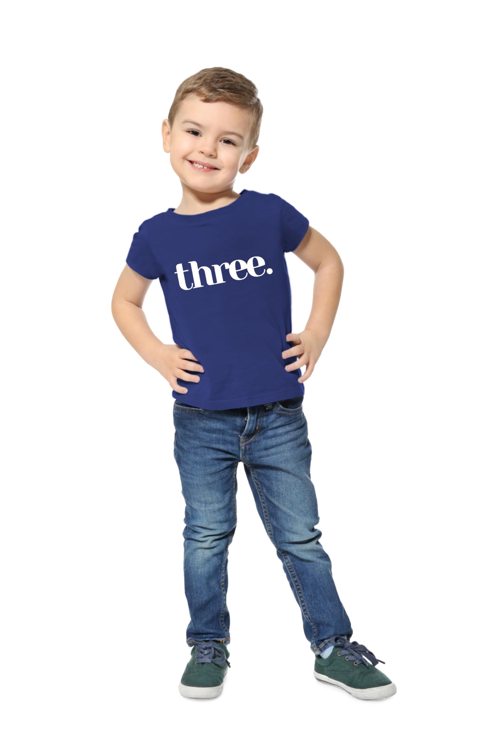 Wild and Happy 3 Year Old Birthday Party T-Shirt Toddler Boy Number Three 3rd Bday Shirt Outfit (US, Age, 3 Years) Blue