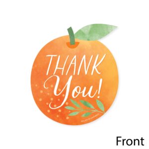 Big Dot of Happiness Little Clementine - Shaped Thank You Cards - Orange Citrus Baby Shower or Birthday Party Thank You Note Cards with Envelopes - Set of 12