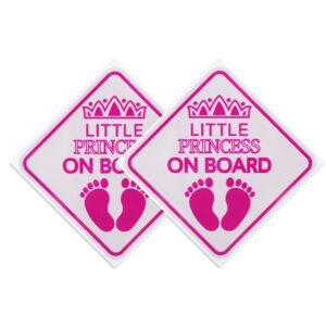 savita 2pcs baby bumper sticker, little princess on board car sign baby car sticker safety warning for various vehicles (pink)