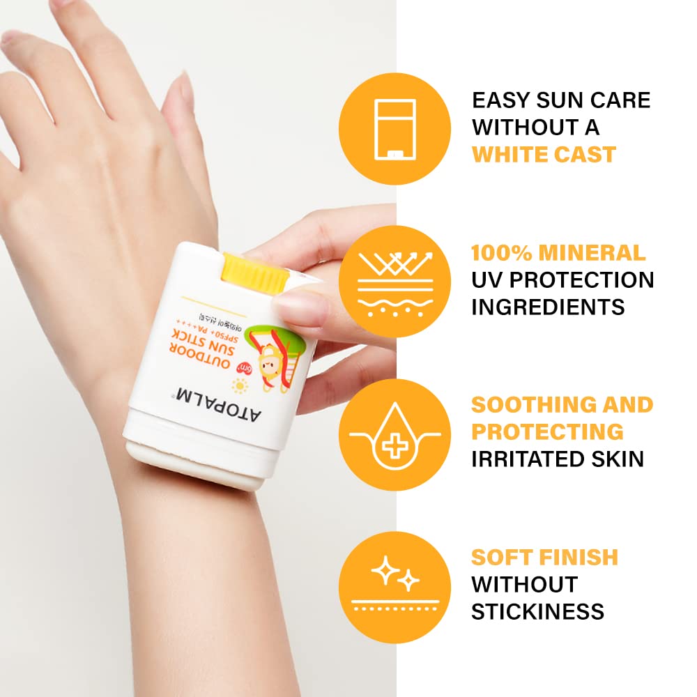 ATOPALM Outdoor Sun Stick SPF50+ PA++++ 21g | Non-Greasy Matte Mineral Sunscreen | Soothing Skin Care | Facial Moisturizer with SPF | Korean Sun Protection