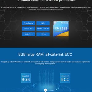 Firefly EC-R3566PC RockChip RK3566 Embedded AI IoT Single Board Computer Onboard 4GB RAM + 32GB eMMC Gigabit Ethernet Ports for Smart NAS and Cloud Server Support Android 11.0 Ubuntu