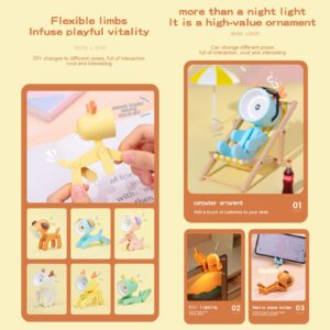 RENXR Mini Night Light for Kids, Creative Dog Deer LED Light Portable Cute Animal Lamps for Girl Boy Kids Bedroom Nursery Blue