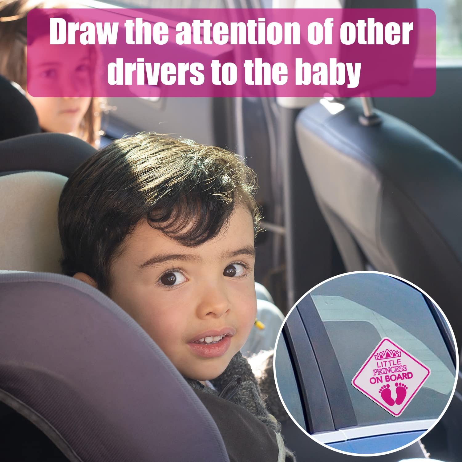 SAVITA 2pcs Baby Bumper Sticker, Little Princess on Board Car Sign Baby Car Sticker Safety Warning for Various Vehicles (Pink)