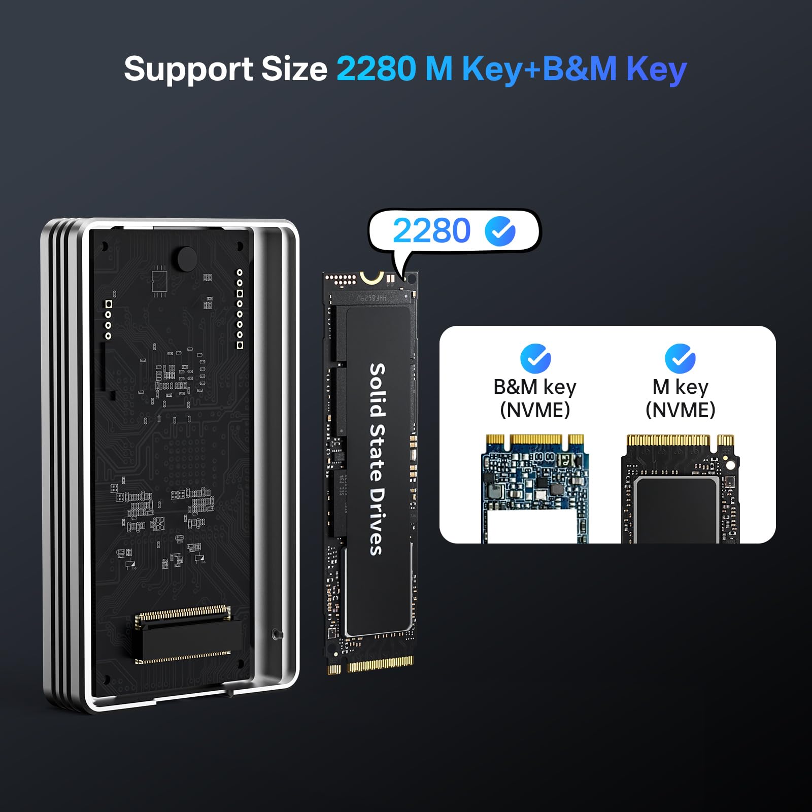 ACASIS 40Gbps M.2 NVMe SSD Enclosure, Tool Free Installation, TBU 401 for M1 M2 Pro/Max, Compatible with USB4/3.2/3.1/3.0/2.0, Support SSD Size 2280 B+M M-Key (TBU401)