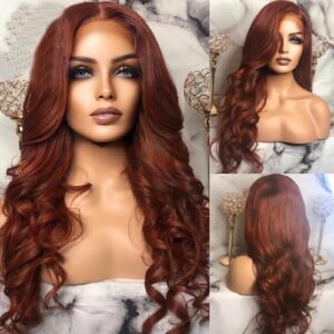 13x4 lace front wigs with baby hair brown color brazilian remy human hair wig for women body wave glueless lace wig (24inches, brown color)