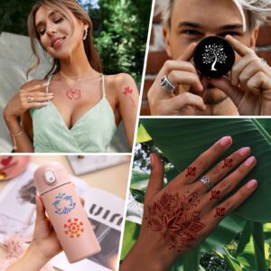 Henna Tattoo Stencils Kit Reusable for Women Girls and Kids, 410+ PCS Tattoo Templates,Temporary Indian Arabian Glitter Airbrush Tattoo Stencil Color 01