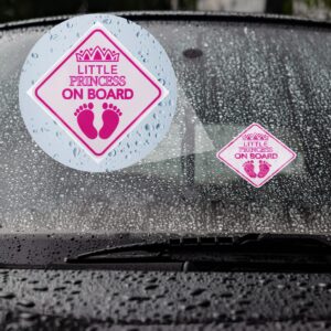 SAVITA 2pcs Baby Bumper Sticker, Little Princess on Board Car Sign Baby Car Sticker Safety Warning for Various Vehicles (Pink)