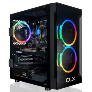 clx set gaming desktop - intel core i5 11400f 2.6ghz 6-core processor, 16gb ddr4 memory, radeon rx 6500 xt 4gb gddr6 graphics, 1tb ssd, wifi, windows 11 home 64-bit