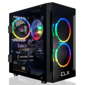 clx set gaming desktop - amd ryzen 7 5700x 3.4ghz 8-core processor, 16gb ddr4 memory, radeon rx 6600 8gb gddr6 graphics, 500gb ssd, 2tb hdd, wifi, windows 11 home 64-bit