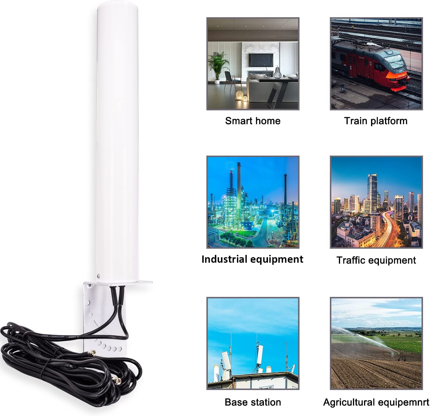 URCIANOW High Gain 14dBi 4G LTE Antenna 698~960/1710~2690MHz 4G LTE Omnidirectional Outdoor Long Range WiFi Antenna with 16.4ft Doul SMA Male Connectors Cable for Hotspot Cellular Modem 4G LTE Router