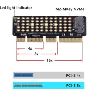 GELRHONR M.2 NVME to PCIe 4.0x4 Adapter Card for 1U Case,Supports M Key 2280,2260,2242,2230 M.2 Solid State Drives(Do not Support NGFF)