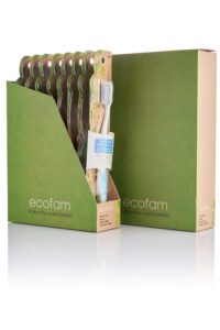 ecofam earth friendly compostable adult manual toothbrushes - silver infused soft bristle toothbrush (4 pack) (8 pack multi color)