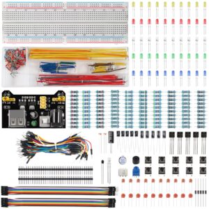 diitao electronic breadboard component,electronic fun kit with 830 tie point breadboard,bundle,power supply,jumper wires,resistors,led for arduino for raspberry pi