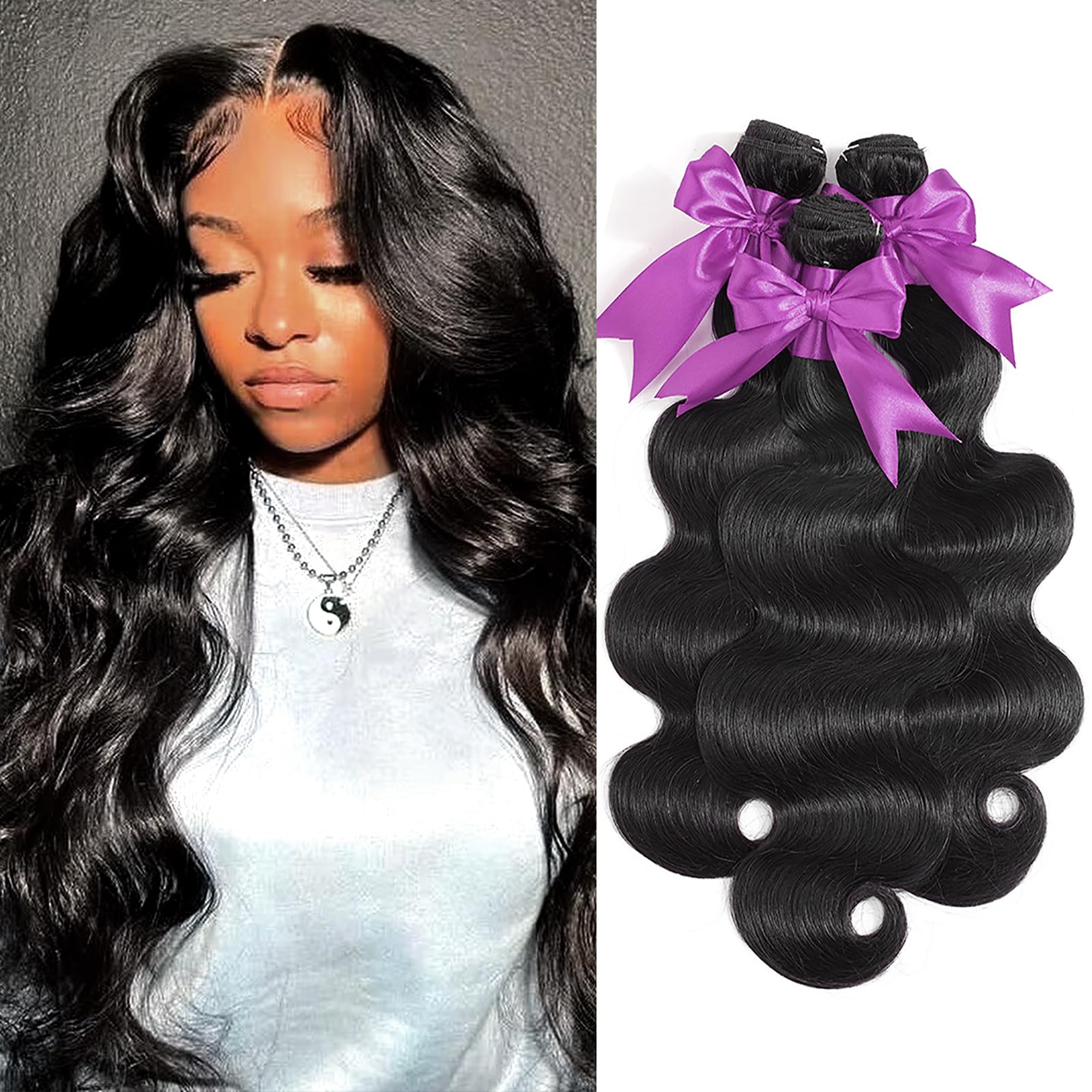 BEANATASHA 12A Human Hair Bundles 16 18 20 Inch Body Wave Bundles Human Hair 100% Unprocessed Brazilian Virgin Weave 3 Bundles Deals