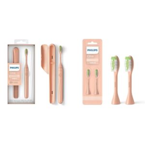 philips one by sonicare rechargeable toothbrush, shimmer, hy1200/05 with philips one by sonicare, 2 brush heads, shimmer, bh1022/05