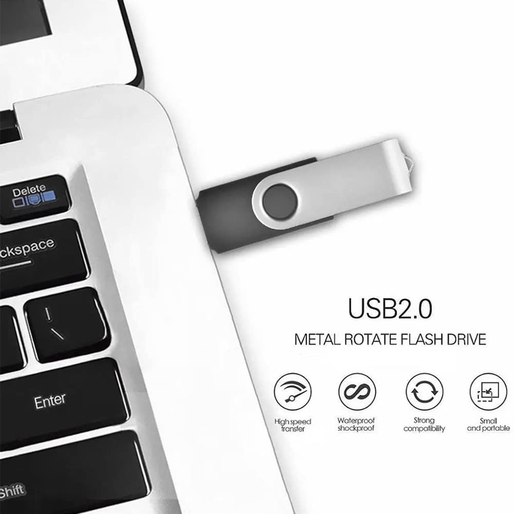 20PCS 128MB 256MB 512MB Bulk Flash Drives USB 2.0 Flash Drives Pack Thumb Drives Bulk Swivel Bulk USB Drives, Black (20PACK 256MB)