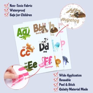 Alphabets Stickers Wall Decals Peel and Stick for Kids Classroom Playroom Decor, Transparent Design Preschool Educational Animals Weather ABC Alphabets Numbers Learning Wall Stickers for Toddler Kids