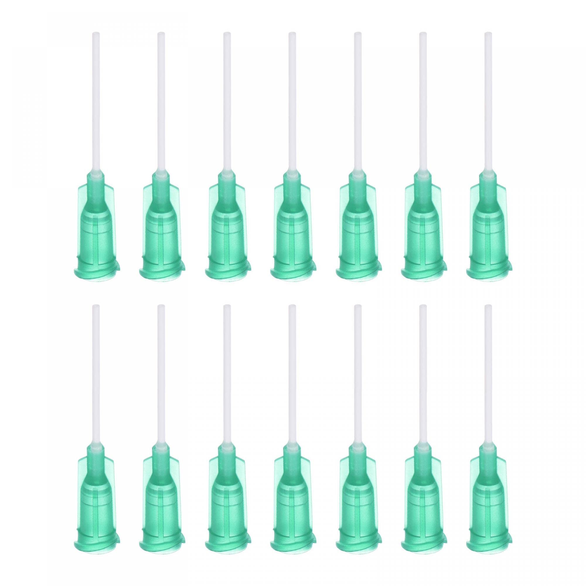 uxcell 50 Pcs 18G Plastic Dispensing Needles, 1" PP Glue Needle Tube Blunt Luer Lock Tips with PP Flexible Needle for Liquid Glue Gun, Green