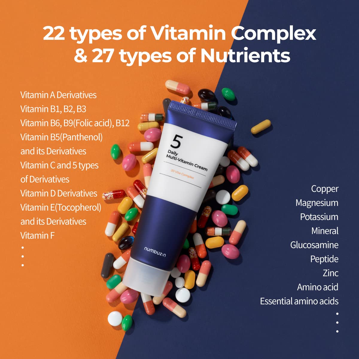 numbuzin No.5 Daily Multi-Vitamin Cream | Healthy Glow, Skin Strengthening, Improves Elasticity | Vitamin C, Niacinamide, Alpha Bisabolol, Panthenol | Suitable for All Skin Types | 2.02 fl. oz.