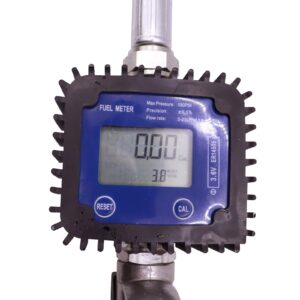 BORRITT Oil Control Valve Digital Flow Meter Dispensing Nozzle 1/2"Inch NPT Inlet 10 GPM/35 LPM Pressure 150-1500 Psi 100Bar Heavy Duty Fuel Oil Lubricant Nozzle Fueling Nozzle & Low Battery Warning