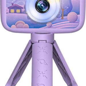 MIIULODI Kids Camera, Christmas Birthday Gift for Kids 3-12 Year Old Girl Boy 2.4 Inch Time-Lapse Video Record Scientific Children Digital Cameras Toddler Night Light Toys for 4 5 6 7 8 Year Old