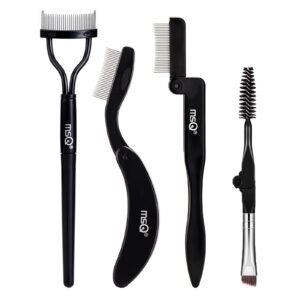 msq eyebrow brush and comb folding eyelash brush eyelash separator eye brow comb & spoolie brush professional mascara brushes eye makeup tools set 4pcs