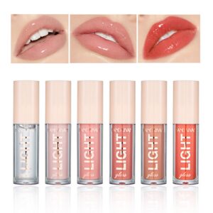 cahiuyoa light 6pcs lip gloss set,nude pink lip gloss kit shine glossy and moisturizing,lip plumping pack bulk liquid lipstick for women girls-set a