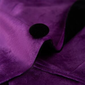 Men's Premium Velvet Blazer Jacket Slim Fit Solid Shawl Lapel Tuxedo Suit One Button Dinner Party Prom Sport Coat (Purple,Small)