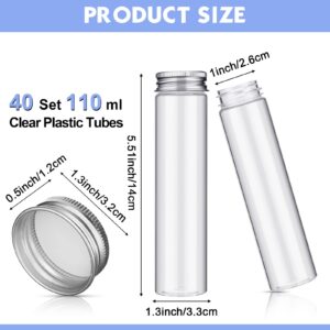 Mimorou 40 Pcs 110ml Clear Test Tubes with Lids Plastic Candy Tube Transparent Science Party Test Tubes with Cap Flat Bottomed Candy Containers Storage Tube for Wedding Christmas Party Favor