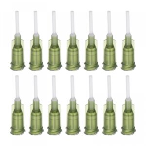 uxcell 50 pcs 14g plastic dispensing needles, 1/2" pp glue needle tube blunt luer lock tips with pp flexible needle for liquid glue gun, olive