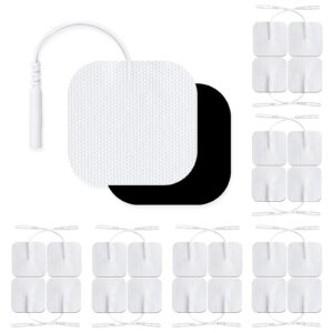 24 pack 2''x2'' tens unit replacement pads reuse more than 45 times, premium self-adhesive electrodes patches with non-irritating design for electrotherapy, compatible with auvon tens, tens 7000 etc