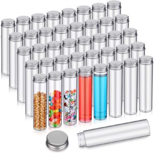 mimorou 40 pcs 110ml clear test tubes with lids plastic candy tube transparent science party test tubes with cap flat bottomed candy containers storage tube for wedding christmas party favor