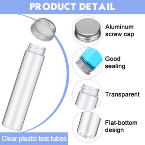 Mimorou 40 Pcs 110ml Clear Test Tubes with Lids Plastic Candy Tube Transparent Science Party Test Tubes with Cap Flat Bottomed Candy Containers Storage Tube for Wedding Christmas Party Favor