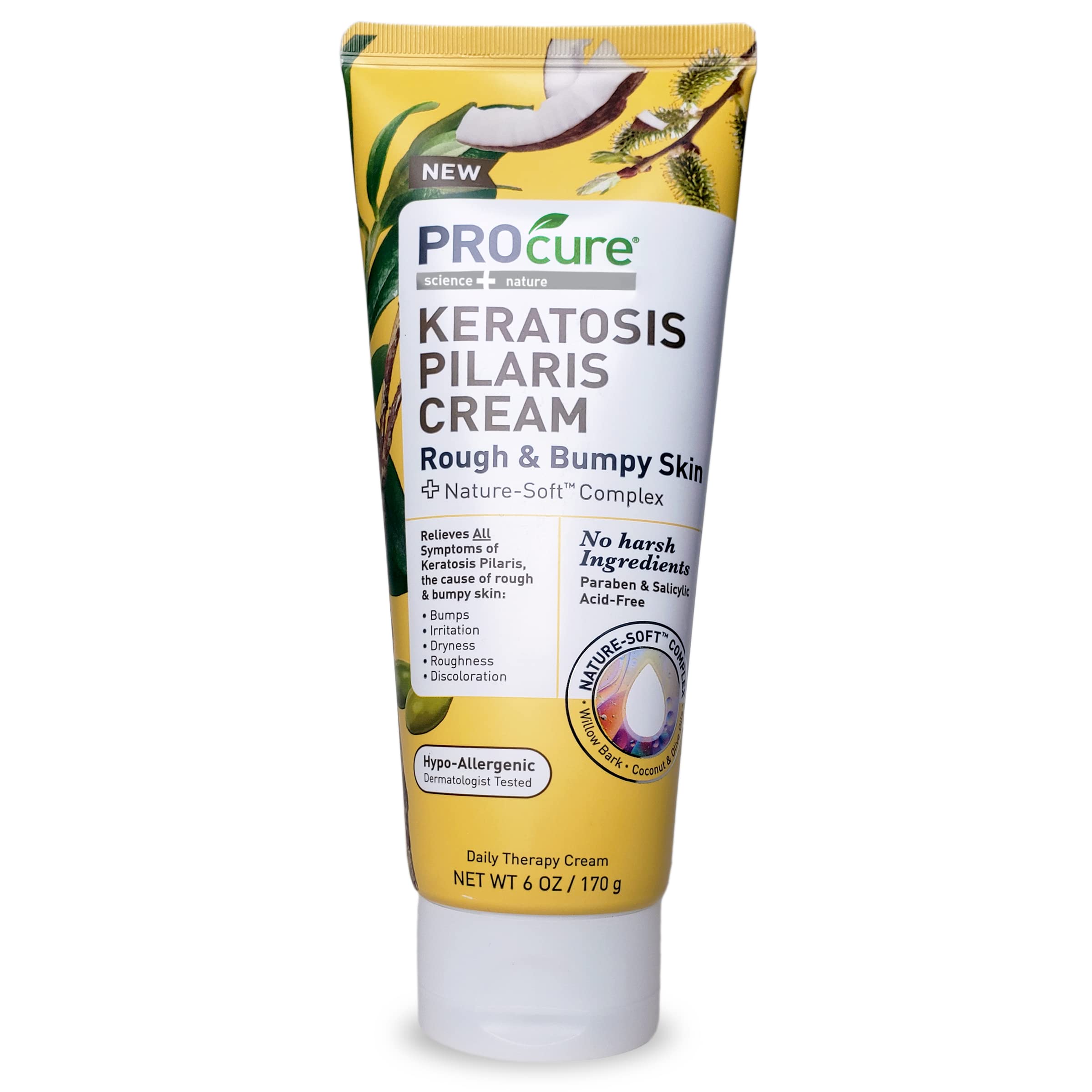 Procure Keratosis Pilaris Cream for Body, Exfoliating Rough and Bumpy Skin Lotion with Willow Bark & Coconut Oil, Moisturizes & Soothes Dry, Irritated Skin, Daily Therapy Body Lotion - 6 Oz