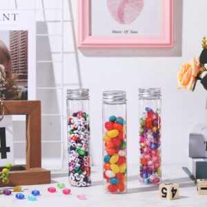 Mimorou 40 Pcs 110ml Clear Test Tubes with Lids Plastic Candy Tube Transparent Science Party Test Tubes with Cap Flat Bottomed Candy Containers Storage Tube for Wedding Christmas Party Favor