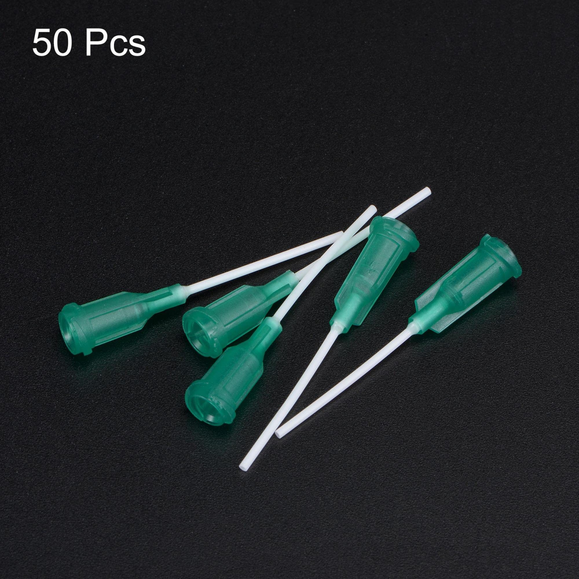 uxcell 50 Pcs 18G Plastic Dispensing Needles, 1" PP Glue Needle Tube Blunt Luer Lock Tips with PP Flexible Needle for Liquid Glue Gun, Green