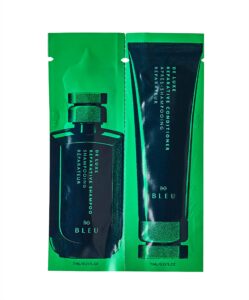 r+co bleu de luxe reparative shampoo + conditioner tandem packette | hydrates + strengthens + adds shine | vegan, sustainable + cruelty-free | 14ml