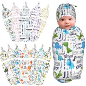 wtcwy personalized baby swaddle and hat for baby girl boy with name custom baby blankets for girls boys personalized baby items girl boy gifts