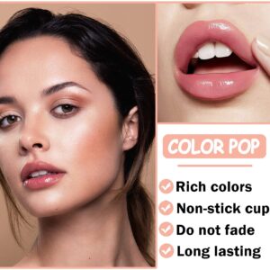 CAHIUYOA Light 6PCS Lip Gloss Set,Nude Pink Lip Gloss Kit Shine Glossy and Moisturizing,Lip Plumping Pack Bulk Liquid Lipstick for Women Girls-Set A