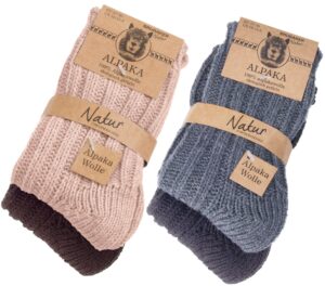 brubaker 4 pairs of alpaca kids socks 100% alpaca wool - children baby winter socks - wool socks for boys and girls