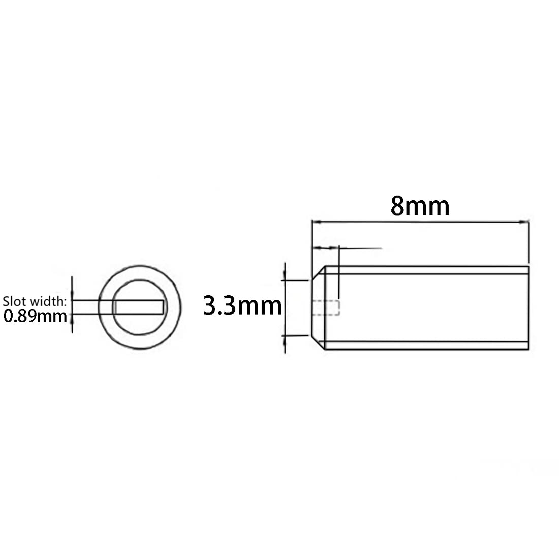 M5 x 8mm Slotted Head Set Screws, Plastic Headless Grub Screws White Nylon, Metric, 100Pcs