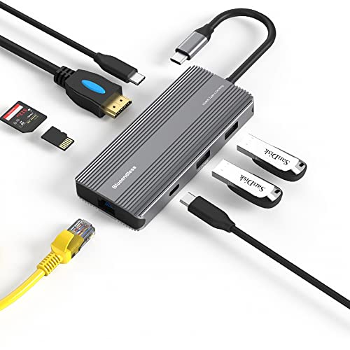 USB C Hub Multiport Adapter,8 in 1 USB Docking Station USB C Hub,3.1 Adapter HD SD /TF Card Reader for MacBook Air Ipad Laptop Computer Peripherals