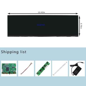 VSDISPLAY 12.6" NV126B5M-N41 12.6inch 1920X515 LCD Screen Work with 2 HD-MI Mini LCD Controller VS-RTD2556HM-V1 and 12V DC 2A Power Adapter Supply US Plug with 5.5x2.1mm/3.5x1.35 mm Port