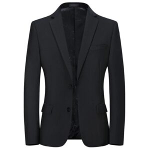 men's casual slim fit suit blazer lightweight one button solid business jacket notched lapel formal sport coat (black 1,xx-large)